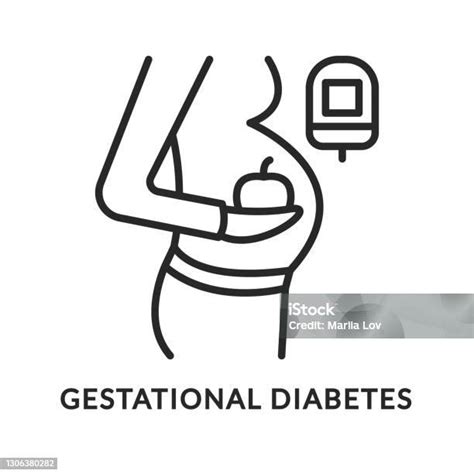 임신 당뇨병 플랫 라인 아이콘 임신 중 벡터 일러스트 당뇨병 개념 기호에 대한 스톡 벡터 아트 및 기타 이미지 개념 기호 건강 검진 건강 진단 Istock