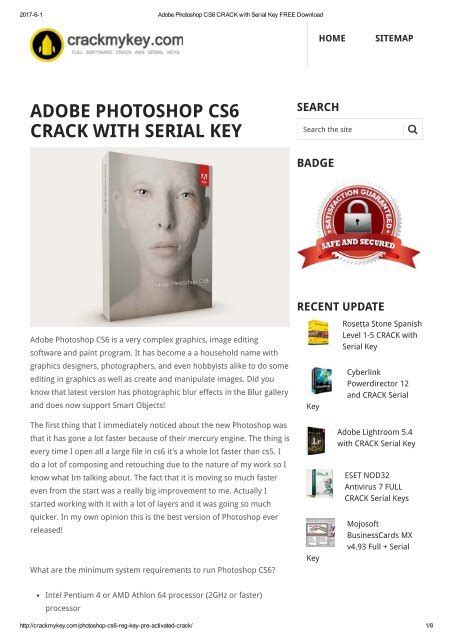 Adobe Photoshop CS CRACK With Serial Key FREE Download