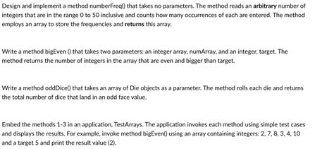 Solved In Java Please Design And Implement A Method Called Numberfreq