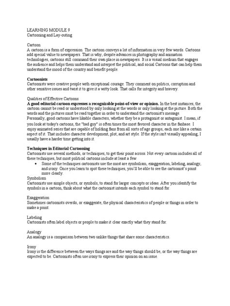 Learning Module Script 9 10 Pdf Cartoon News