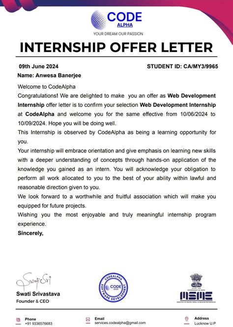 Codealpha Webdevelopement Internship Anwesa Banerjee