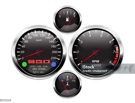 자동차 대시보드입니다 블랙 라운드 게이지 크롬 프레임 0에 대한 스톡 벡터 아트 및 기타 이미지 0 3차원 형태 검은색 Istock