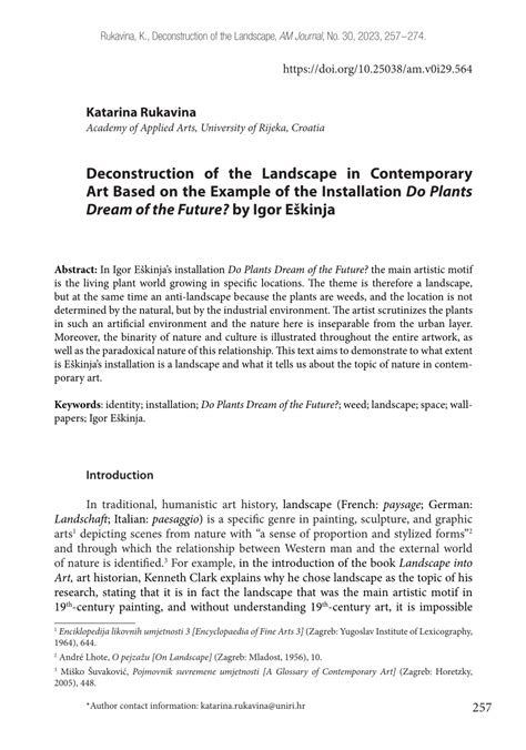 Pdf Deconstruction Of The Landscape In Contemporary Art Based On The
