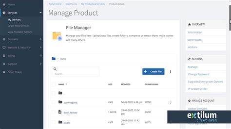 File Manager Client Area • Extilum Knowledgebase