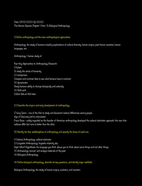 ANT Chapter 1 Reading Notes Date 09 12 2022 00 The Human Species Chapter 1 Intro To