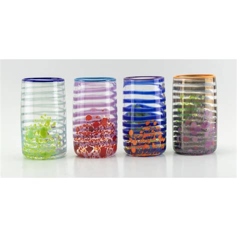 Set Of 4 Stripe Pattern Drinking Glasses Artist Dehanna Jones