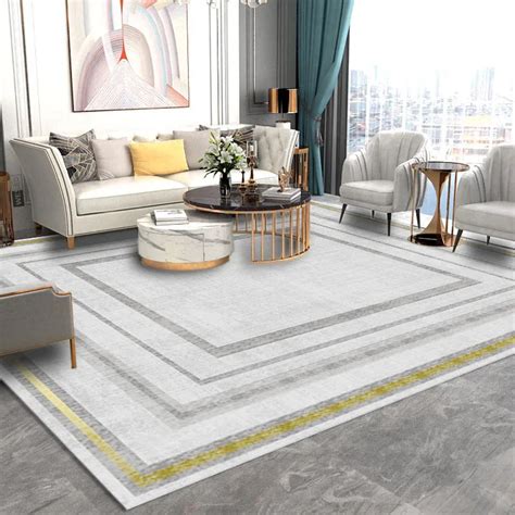 거실용 모던 심플 플로어 카펫 회색 침실 매트 기하학적 테두리가 있는 심플 러그 침대 옆 카펫 큰 주방 매트카펫 Aliexpress