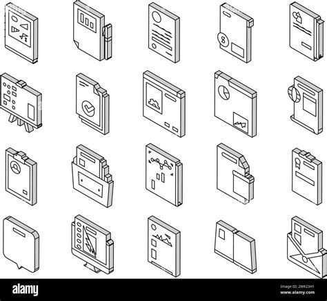 Reports Documentation Collection Isometric Icons Set Vector Stock