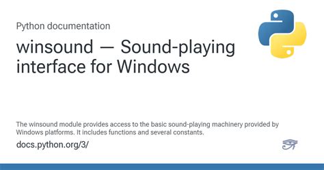 Winsound Sound Playing Interface For Windows Python 3 13 5