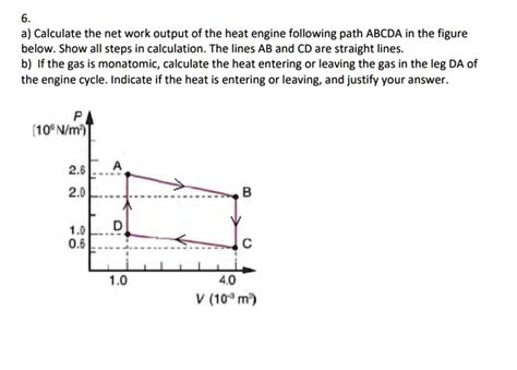 a calculate the net work output of the heat engine following path abcda