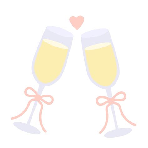 Premium Vector Champagne Wedding Glasses Vector Illustration