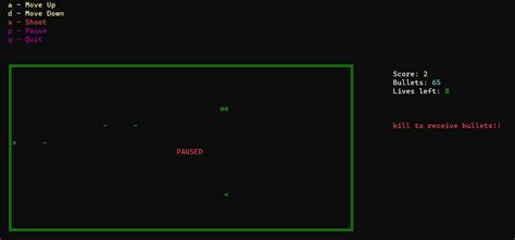 Github Mohitwarrierascii Space Invaders Ascii Space Shooter Game