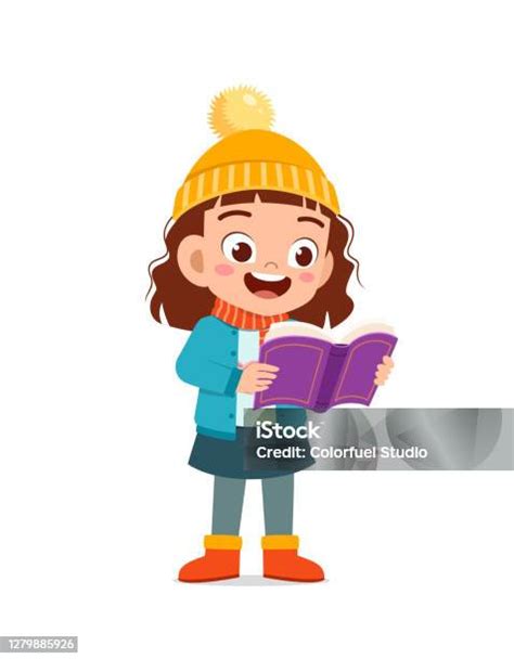 행복한 귀여운 작은 아이가 공부하고 겨울 철에 재킷을 착용 따뜻한 옷을 입고 책을 읽는 아이 개인 장식품에 대한 스톡 벡터 아트 및 기타 이미지 Istock