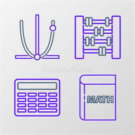 Set Line Book With Word Mathematics Calculator Abacus And Graph