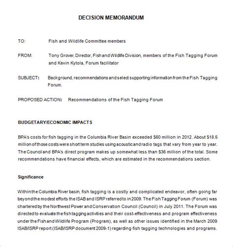 8 Decision Memo Templates Free Word Pdf Documents Download