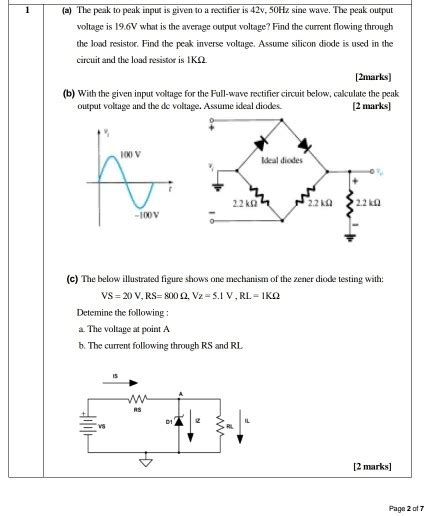Solved A The Peak To Peak Input Is Given To A Rectifier Chegg Com