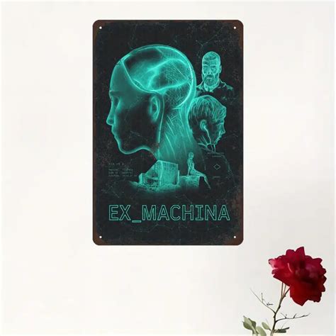 Ai로 영감을 받은 엑스 마키나 빈티지 금속 간판 카페 가정 장식을 위한 알루미늄 벽 예술 방수 및 내구성 Temu