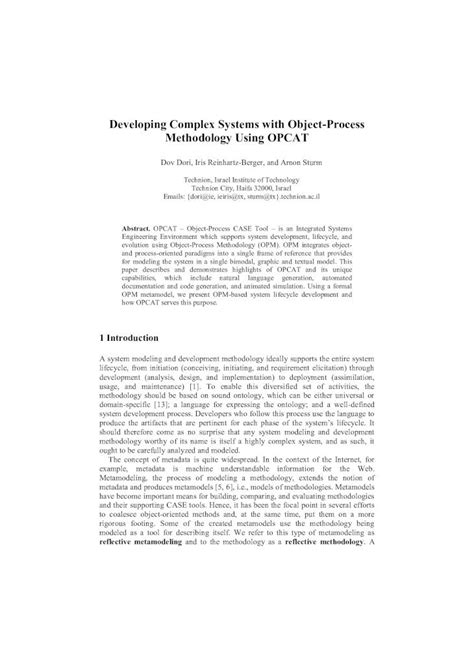 Pdf Developing Complex Systems With Object Process Methodology Esml