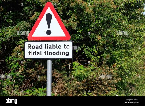 Road Liable To Tidal Flooding Sign Stock Photo Alamy