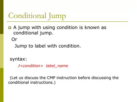 Jumps In Assembly Language Ppt