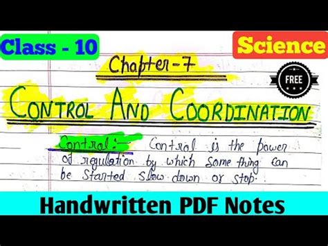 Chapter 7 CONTROL AND COORDINATION Science Class 10th