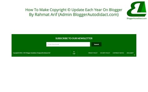 cara membuat copyright update tiap tahun pada blogger blogger autodidact