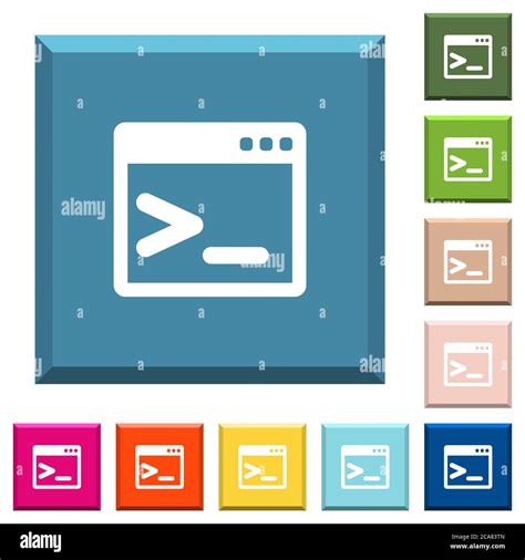 Command Prompt White Icons On Edged Square Buttons In Various Trendy Colors Stock Vector Image