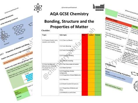 Aqa Gcse Chemistry Revision Notes Structure And Bonding Pdf Teaching Resources