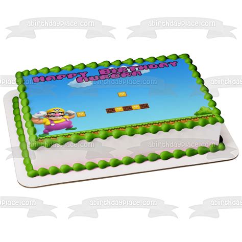 Wario Super Mario Smash Brothers Personalized Edible Cake Topper Image