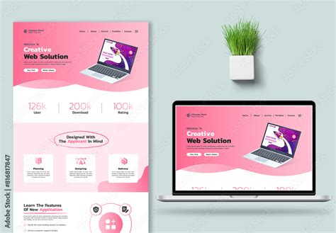 web application landing page ux ui layout stock template adobe stock