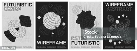 2303m10i015n003sc152185167863 현대 와이어 프레임 포스터 다양한 크기의 복고풍 미래 지향적 인 현대 격자