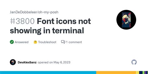 Font Icons Not Showing In Terminal · Jandedobbeleer Oh My Posh · Discussion 3800 · Github