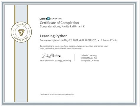 Kavita Kattimani K On Linkedin Completed The Course On Learning Python