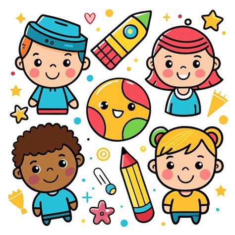 행복한 얼굴을 가진 귀여운 만화 캐릭터 프리미엄 Ai 생성 벡터