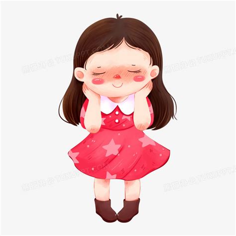 手绘小女孩害羞表情元素png图片素材下载 表情png 熊猫办公