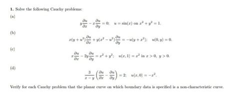 Solved 1 Solve The Following Cauchy Problems A
