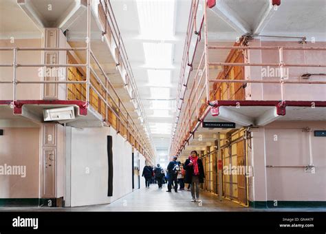Main Prison Cell Block At Alcatrazsan Francisco California Stock
