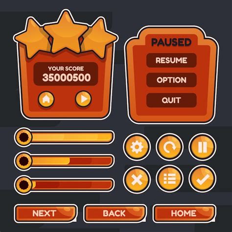 premium vector button set designed game user interface gui