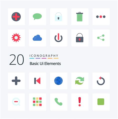 Free Vector 20 Basic Ui Elements Flat Color Icon Pack Like Search