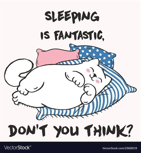 Cute Anime Kawaii Sleeping Cat Royalty Free Vector Image