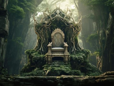 Premium Photo Decorated Throne The Green Throne Standing In The Forest