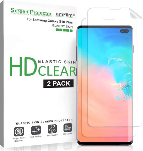 Amfilm Screen Protector For Galaxy S10 Plus 2 Pack Flexible Case