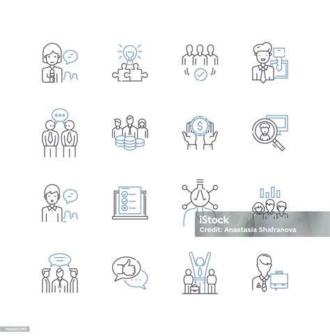 조직 인재 라인 아이콘 컬렉션입니다 채용 교육 개발 유지 승계 다양성 문화 벡터 및 선형 그림 동기 부여 참여 인식 개요 표지판