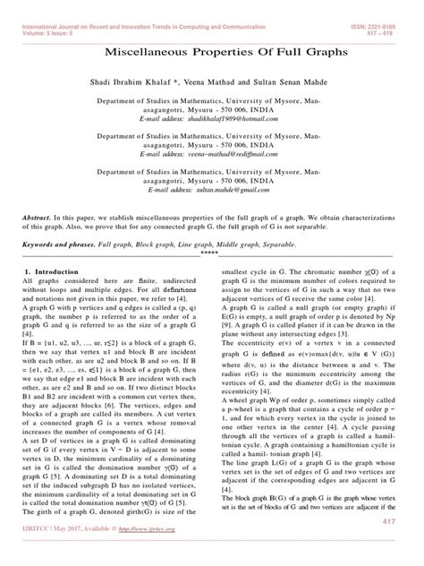 Miscellaneous Properties Of Full Graphs Pdf Vertex Graph Theory Graph Theory