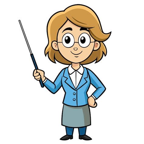 A Cartoon Of A Woman Holding A Pointer And A Pointer Premium AI Generated Vector