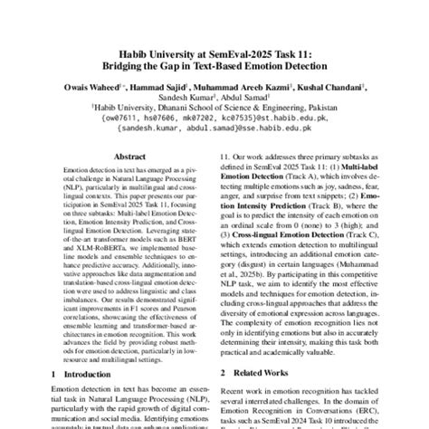 Habib University At Semeval 2025 Task 11 Bridging The Gap In Text