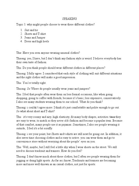 Sample Fce Speaking 1 Pdf Clothing Telephone