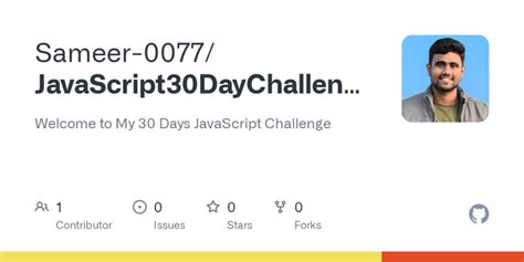 Sameer Yadav On Linkedin Github Sameer 0077javascript30daychallenge Welcome To My 30 Days