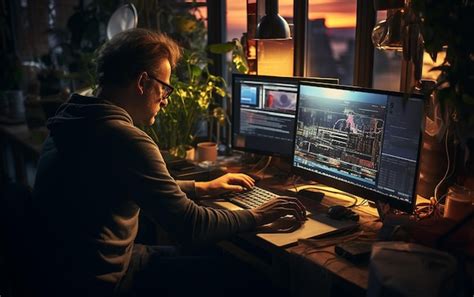 Premium Photo Software Developer Writing Code High Angle View