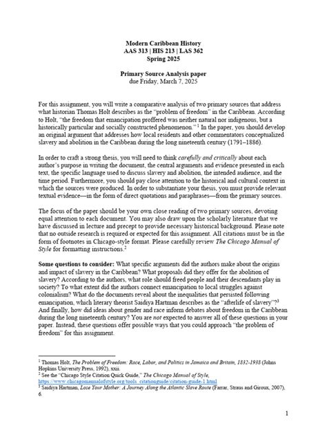 Aas 313 Primary Source Analysis Paper Prompt Spring 2025 Pdf Abolitionism Slavery